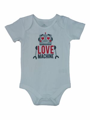 Infant Boys White Robot Love Machine Bodysuit Baby Valentines Day ...