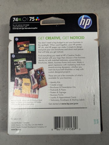 New Genuine HP 74XL Black & Tri-Color 75 Ink Cartridge Set Combo ...