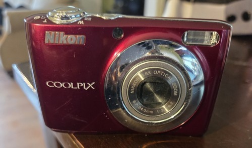 Nikon Coolpix L22 12.0MP Red Digital Camera Tested but BATTERY DOOR WON ...
