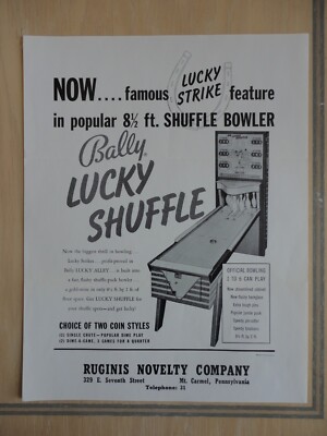Bally Lucky Shuffle Bowler 6 Player Original Flyer | eBay