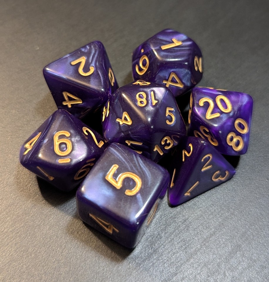 Nightveil Purple 7 Dice Set Poly RPG DnD Dungeons Dragons AD&D ...