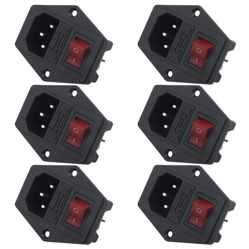 6pcs Inlet Module Plug Male Power Socket With 5a Fuse Switch 10a 250v 3 ...