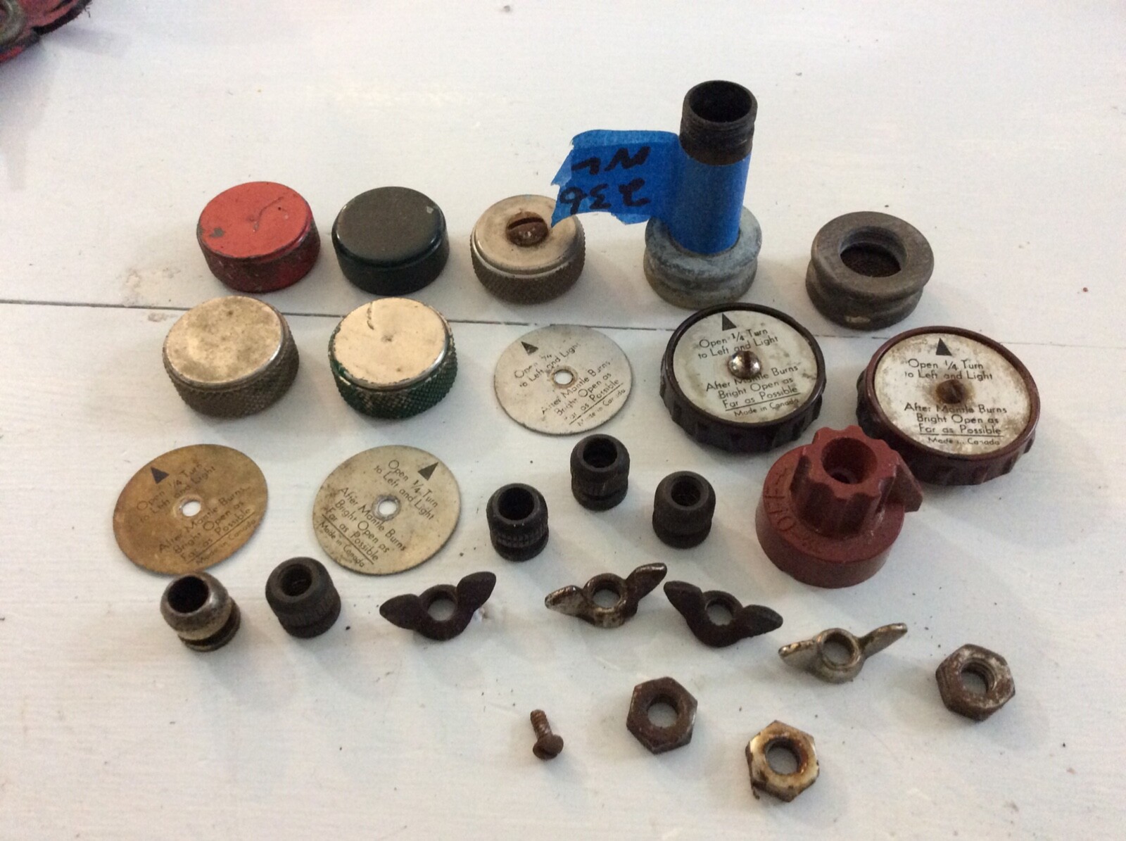 coleman lantern parts lot hardware,fuel caps,cap nuts,valve wheels etc ...