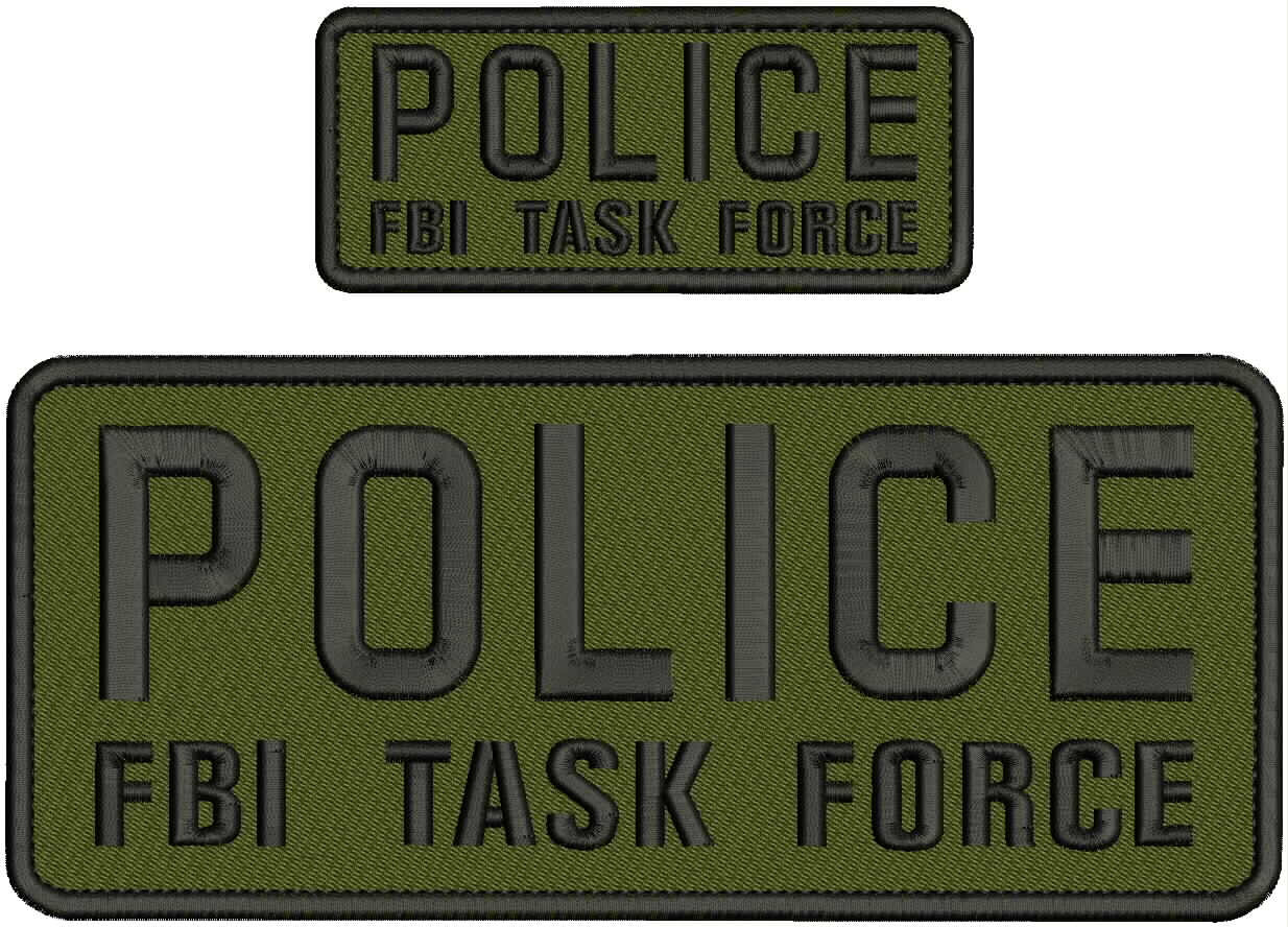 POLICE FBI TASK FORCE EMBROIDERY PATCH 4X10 & 5X2 HOOK ON BACK BLACK ON ...