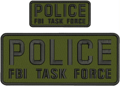 POLICE FBI TASK FORCE EMBROIDERY PATCH 4X10 & 5X2 HOOK ON BACK BLACK ON ...