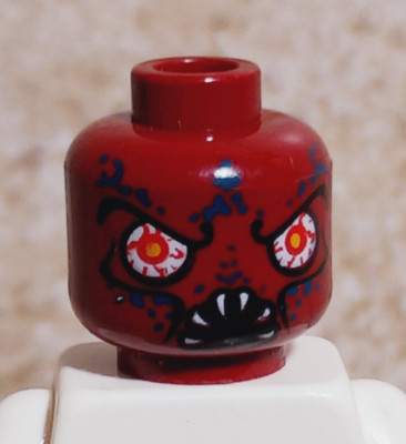 LEGO Squid Head Warrior Dark Red Sharp Teeth Bloodshot Eyes Blue Spots ...