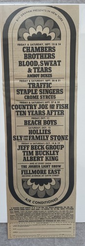 1968 Fillmore East THE BEACH BOYS/ HOLLIES /SLY and THE FAMILY STONE ...