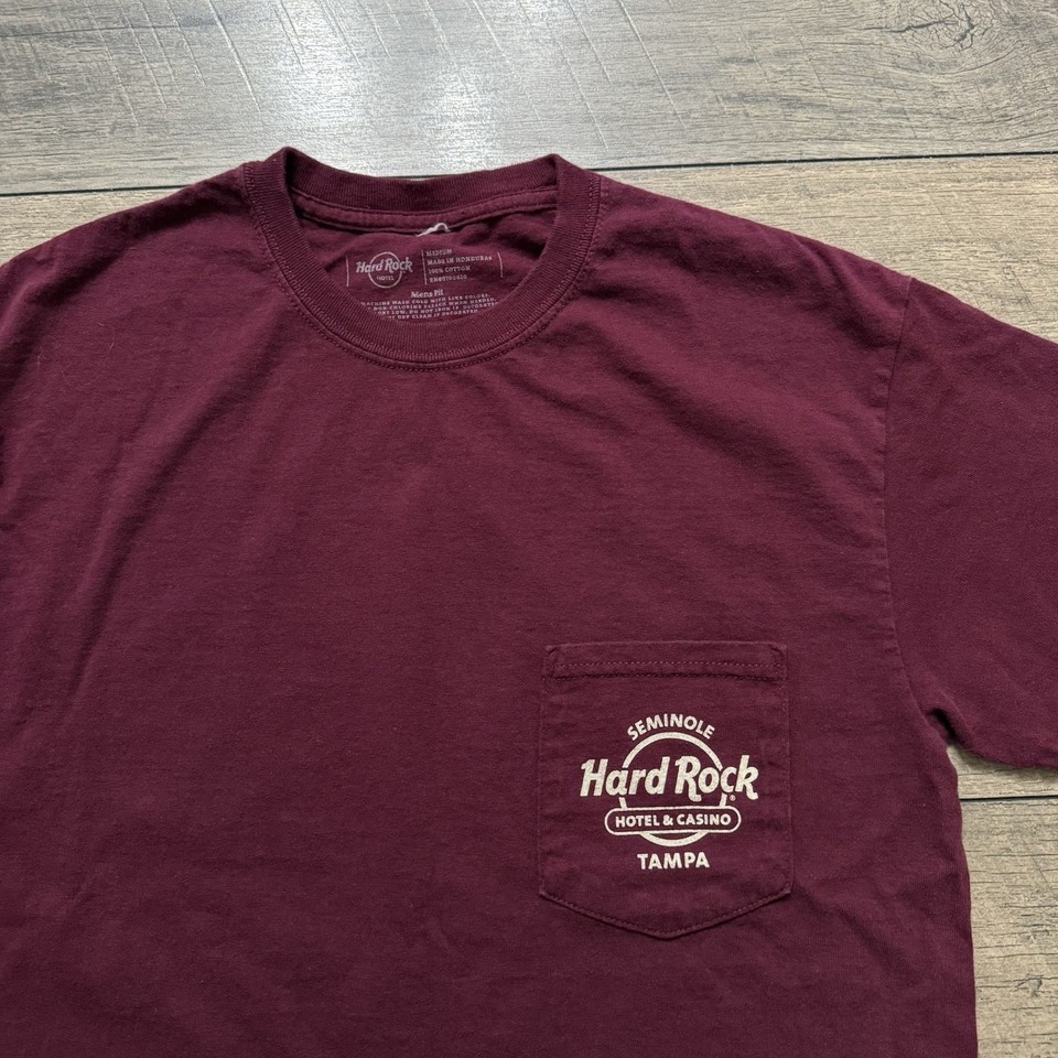 VTG Hard Rock Hotel & Casino Cafe Seminole Tampa Graphic T-Shirt Maroon ...