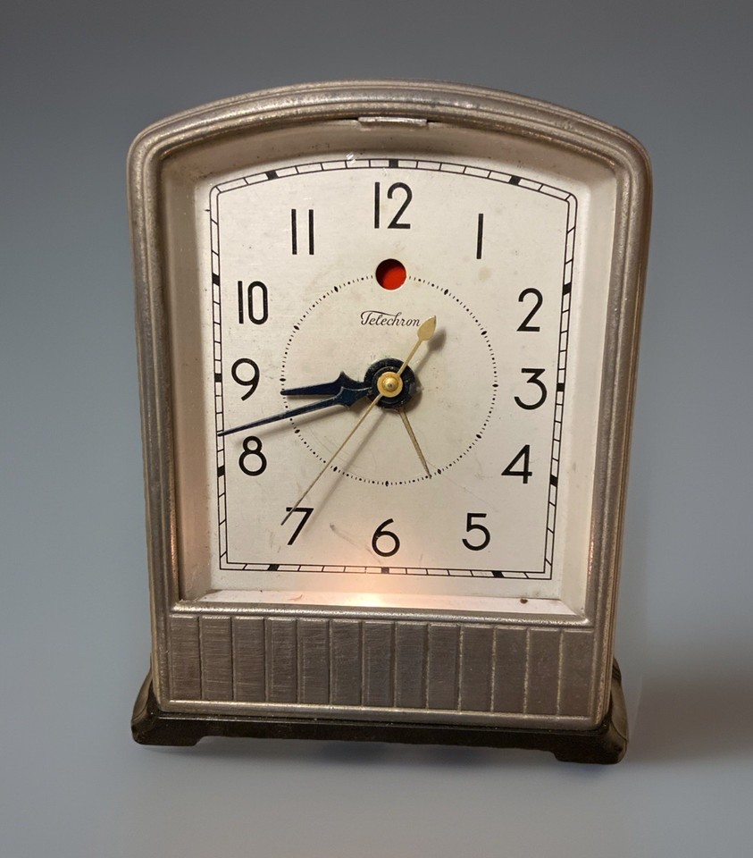 Vintage Telechron Art Deco 1930’s Metal Alarm Clock Model 711 W/Light ...