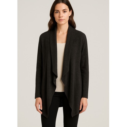 Barefoot Dreams CozyChic Cardigan Gray S/M Open Front Waterfall Drape ...