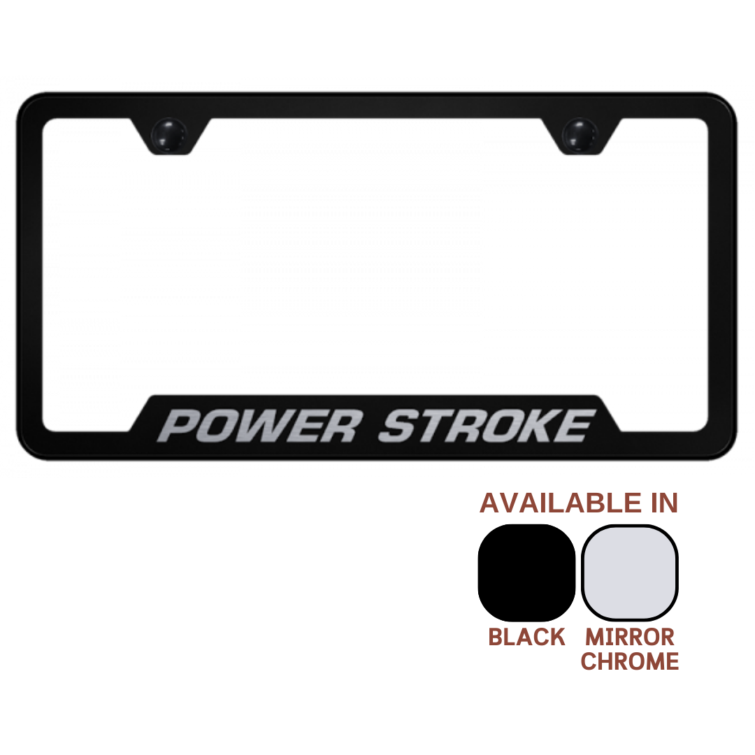 Ford Powerstroke Laser Etched Logo Notched License Plate Frame Official ...