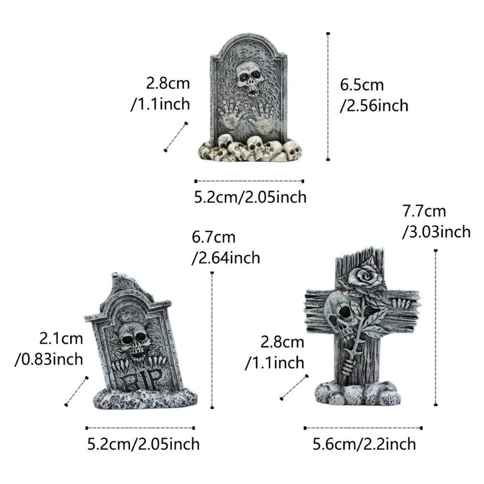 3pcs Scary Halloween Tombstones Figurine Tombstone Statues Ghost ...