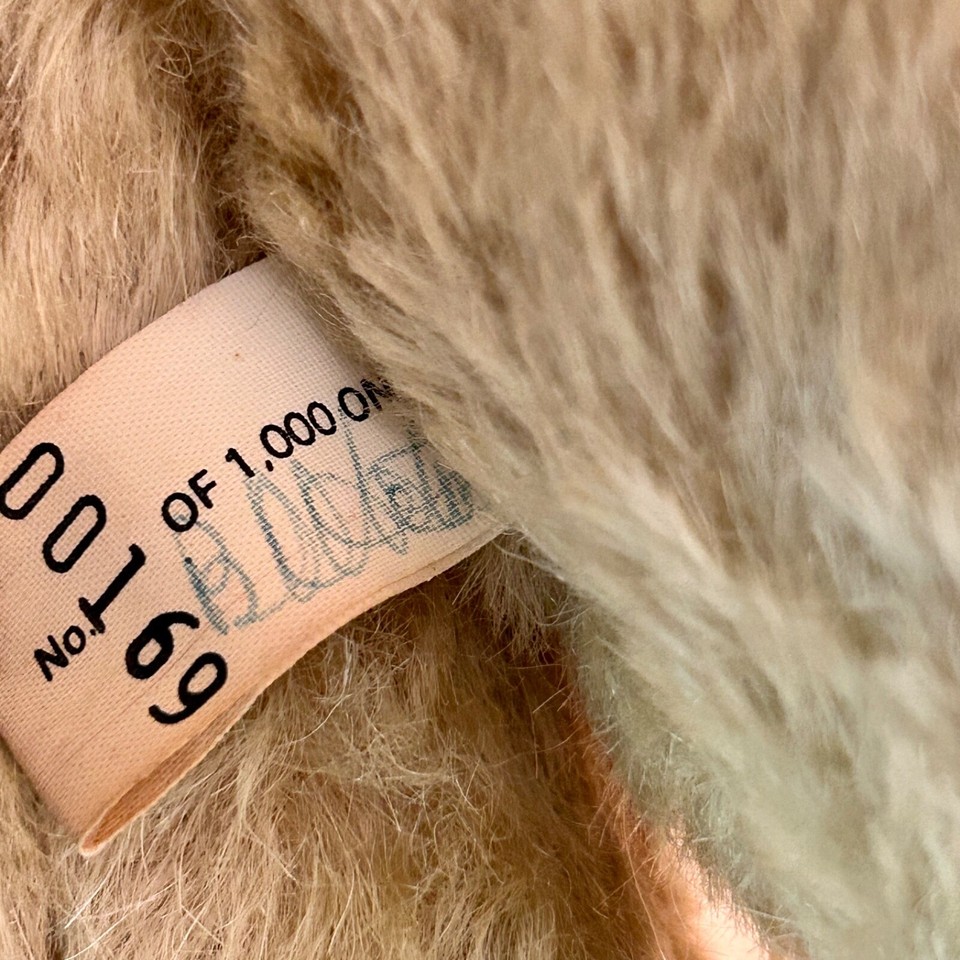 17” VINTAGE SIGNED MERRYTHOUGHT MOHAIR TEDDY BEAR WITH FOOT LABEL, #169 ...
