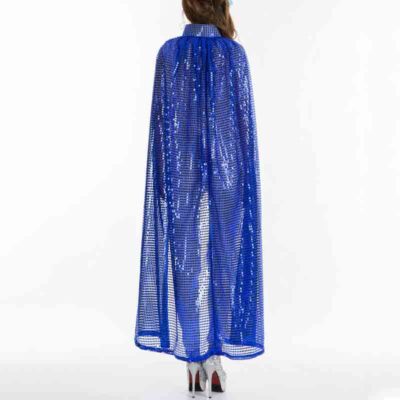 1 X Lady Sequin Long Cape Open Front Cloak Party Festival Costumes ...