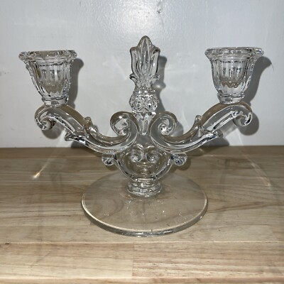 Duncan Miller Glass Crystal Chantilly Double Candle Stick Holder ...