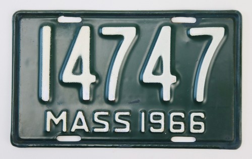 Vintage Massachusetts 1966 Motorcycle License Plate Green Orig Paint ...
