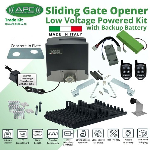 Sliding Electric Gate Opener 24W Battery Backup Automatic Motor Remote ...