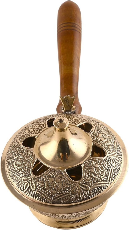 Pure Brass Incense Burner Charcoal Bakhoor Metal Arab Censer Loban ...