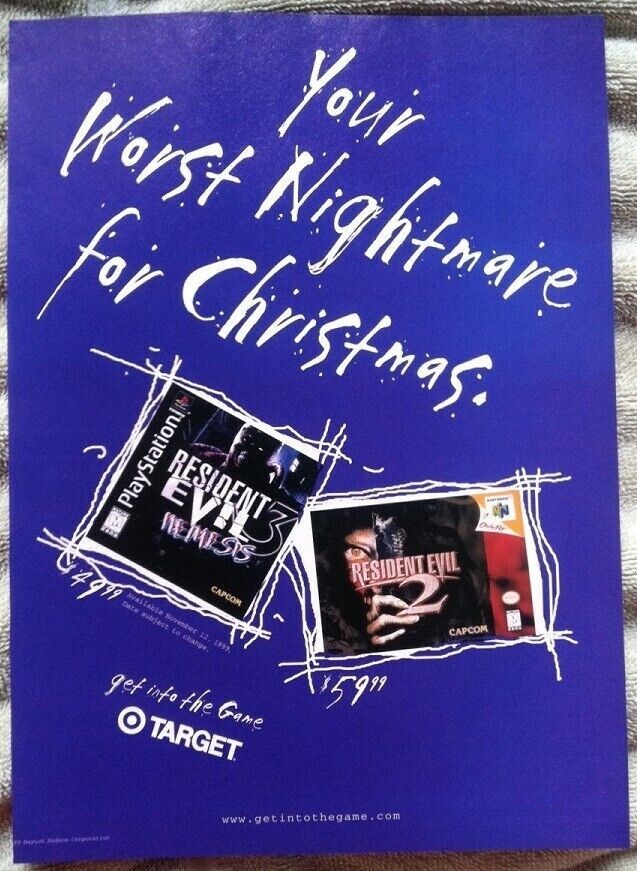 Resident Evil 2 & 3 Target Nintendo 64 Print Ad/Poster Official Promo ...