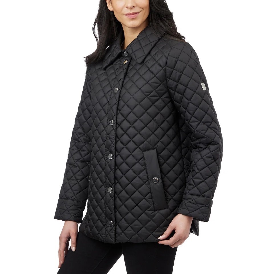 Ann Klein Quilted Jacket In Black Size MEDIUM NWT | eBay