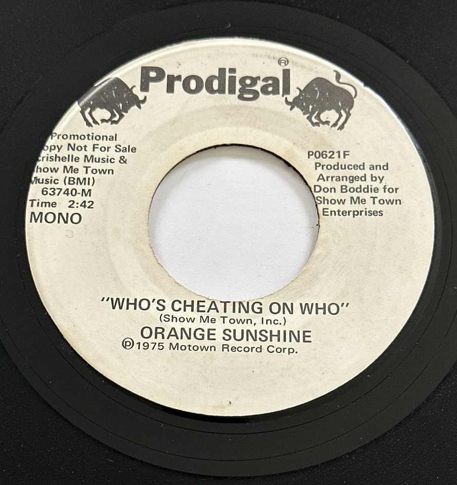 PROMO - ORANGE SUNSHINE Who's Cheating On Who 1975 Prodigal soul funk ...