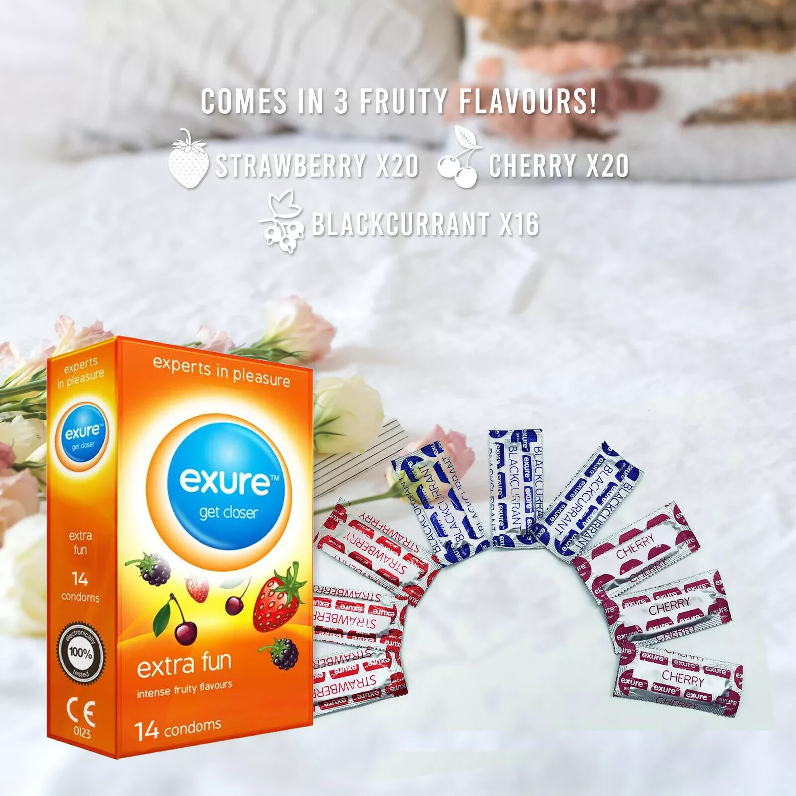 Condoms Natural Flavour EXURE Safe Pleasure Extra Fun Fruity -Discreet ...