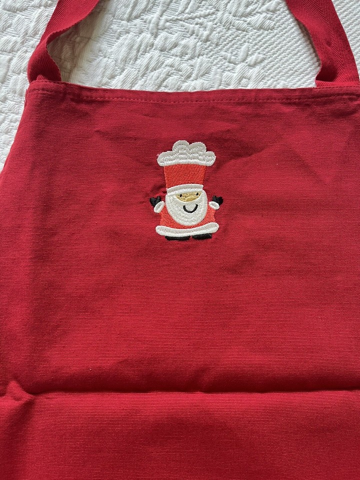 Christmas Red Santa Apron Kitchen Baking Chef Marks & Spencer 100% ...
