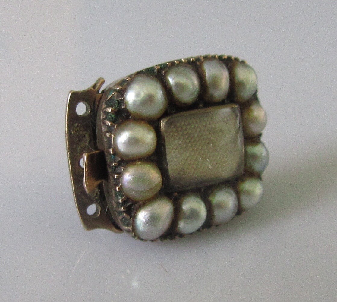 Georgian Gold Clasp - Multi Natural Pearl Oblong Clasp (For Necklace ...