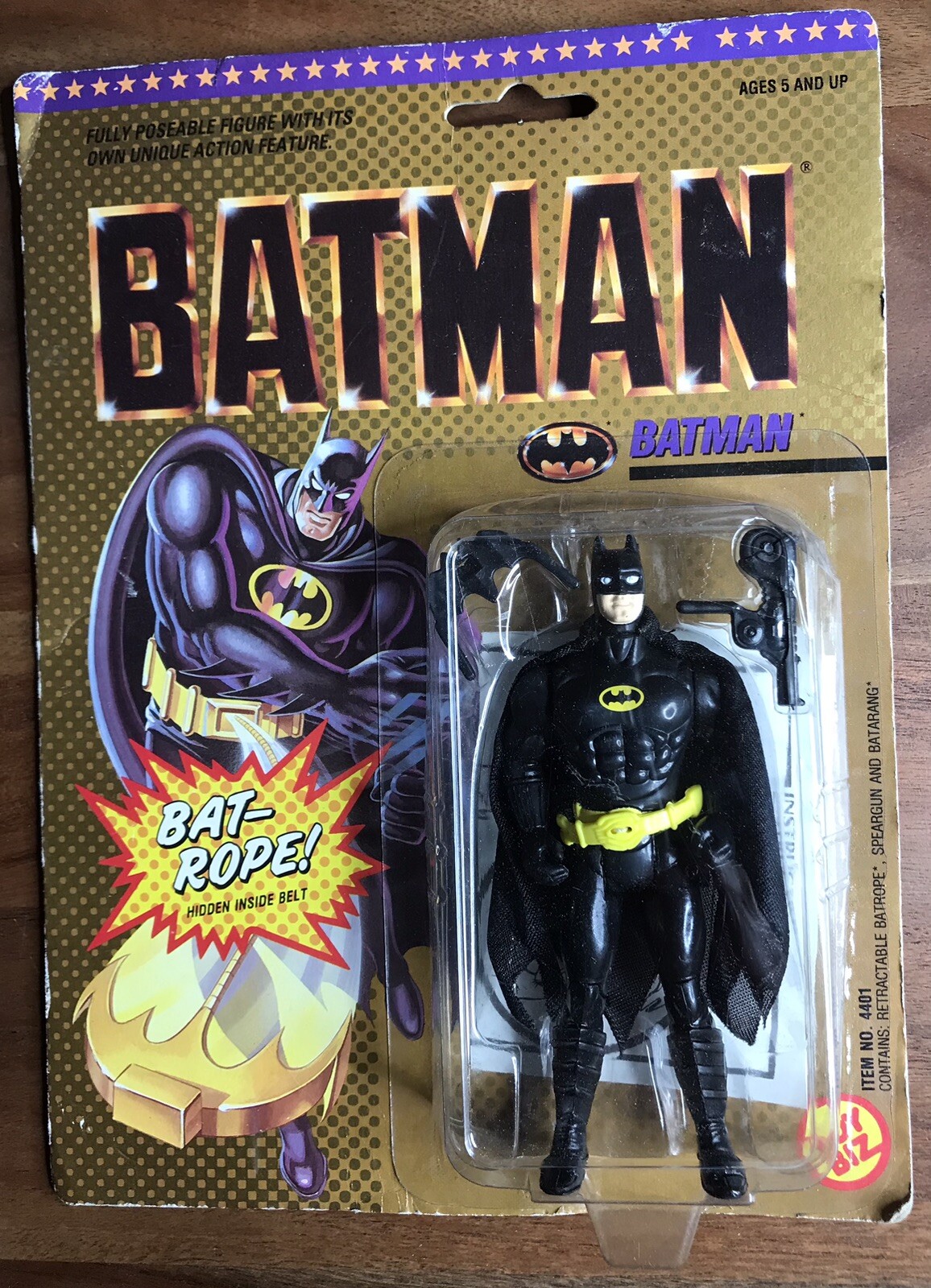 BATMAN, Toy Biz Action Figure with Cape, Bat-Rope, Batarang (1989), New ...