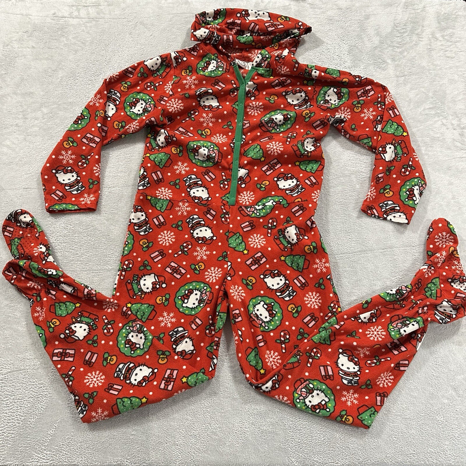 Hello Kitty Sanrio One Pc Large Christmas Hooded Full… - Gem