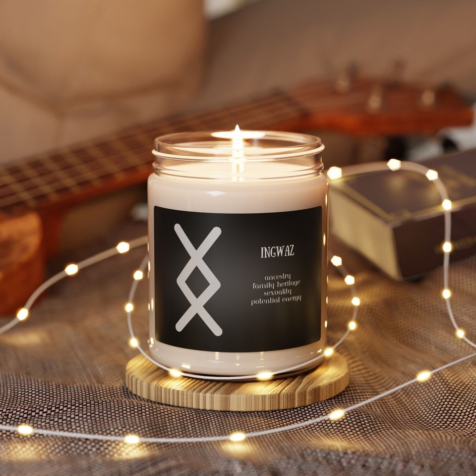 Viking Rune Symbol Ingwaz - Scented Soy Candle 9oz Glass Jar ...