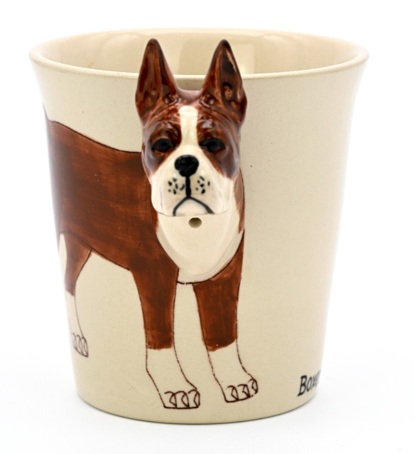Hand Painted Porcelain Coffee Tea Mug Hot Cold 3D Animal Cup -Boxer ...