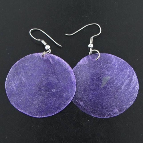 37mm Purple Dyed Natural Capiz Shell Fashion Earrings, 1 7/16" | eBay