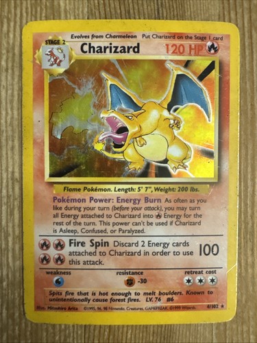 Pokémon TCG Charizard Base Set 4/102 Unlimited Holo Rare DAMAGED | eBay