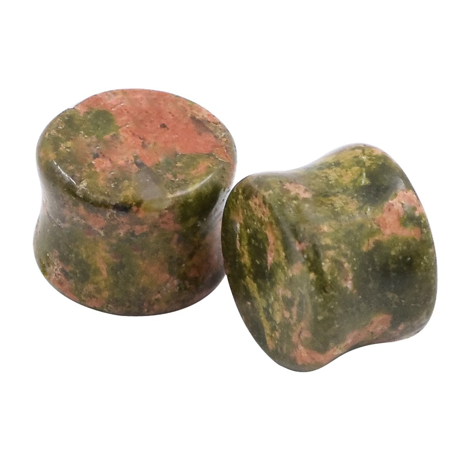 PAIR Organic Natural Stone Ear Gauges Ear Plugs Double Flared Piercing ...