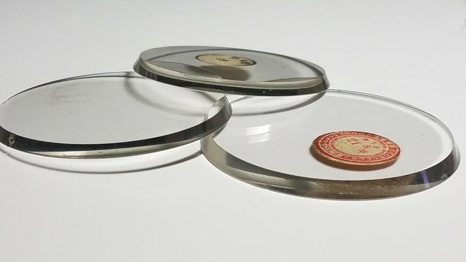 EXTRA THICK FLAT BEVELED 40.9mm-52.0mm (18-25ligne) GLASS POCKET WATCH ...