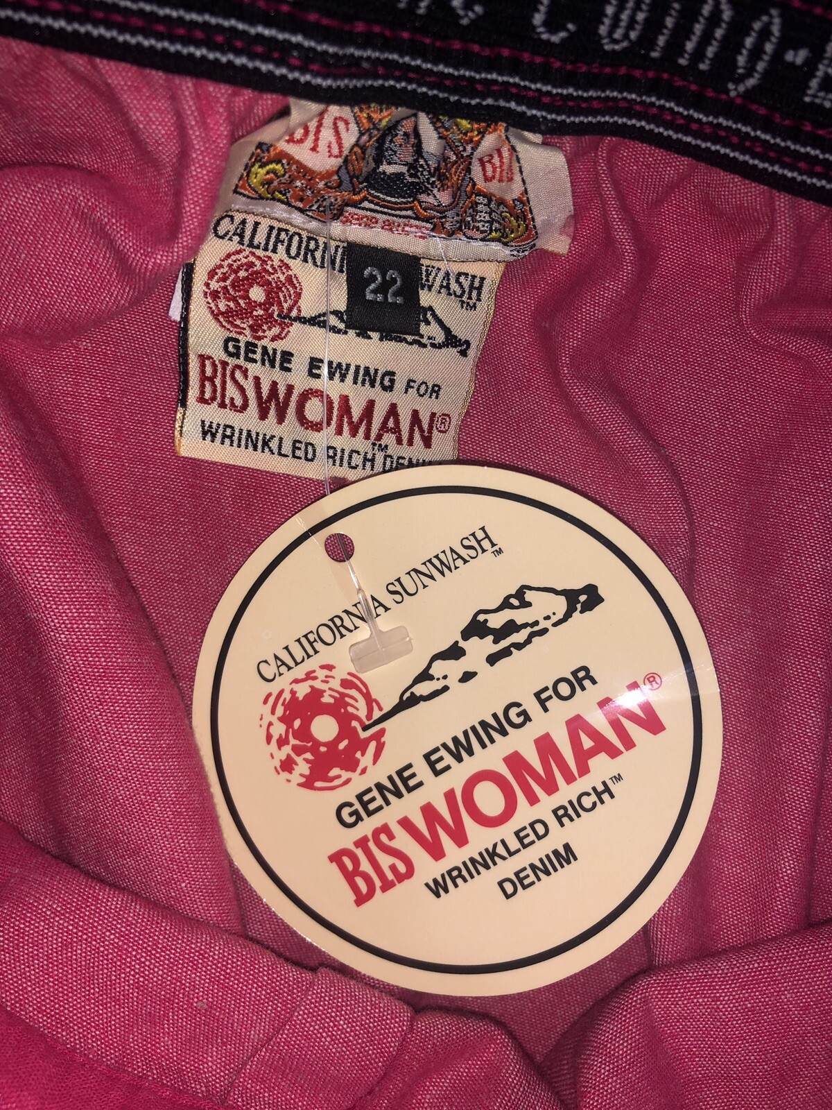 Gene Ewing Bis Skirt Sz 22 Wrinkled Rich Denim 80’s Pink Vintage VERY ...