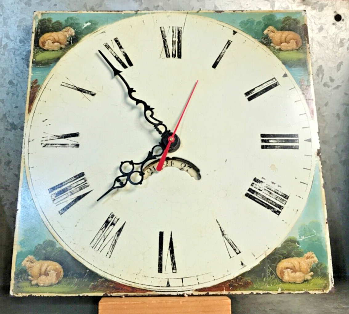 Antique 11" Hand-Painted Longcase Grandfather Clock Face; C. 1800 Hands ...