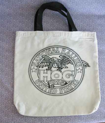 Vtg Harley Davidson Canvas Tote Bag 13x13 1995 HOG National Rallies w ...