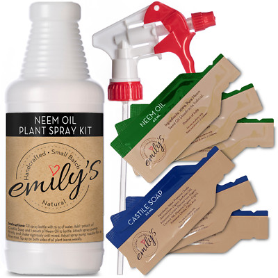 Emily's Naturals Neem Oil Spray for Plants - Spray Kit Makes 48oz of ...