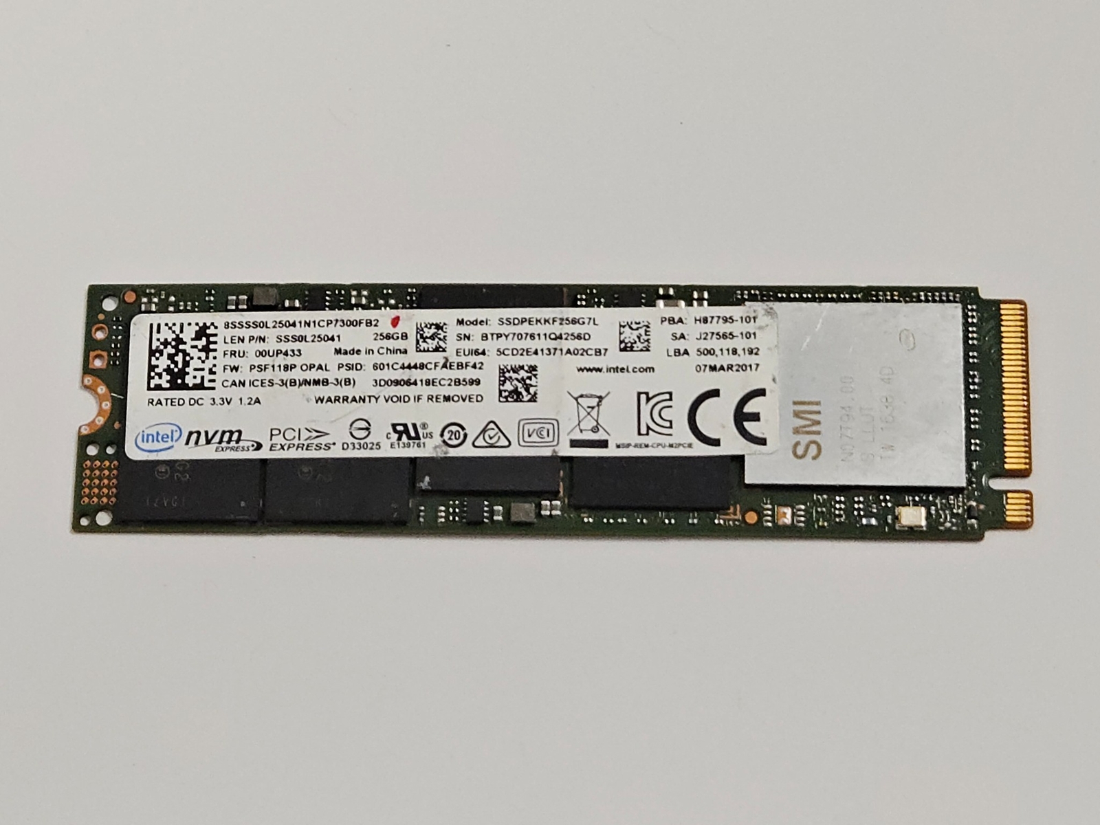 Intel 256GB OPAL M.2 NVMe Solid State Drive SSD SSDPEKKF256G7L Lenovo ...