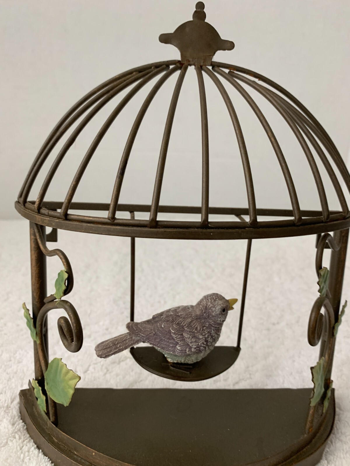 metal wall art, 3 finches? total 2 cages w/flower & leaves climbing the ...