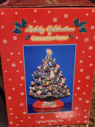 Christopher Radko Holiday Celebrations Lighted Ceramic Christmas Tree w ...