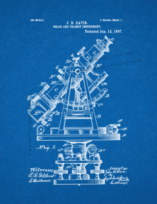 Solar And Transit Instrument Patent Print Blueprint | eBay