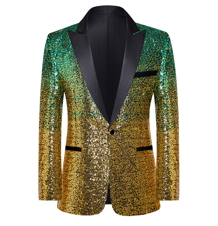 Men's Dress Sequin Stage Catwalk Suit Host Suit Jacket Casual Slim Fit ...