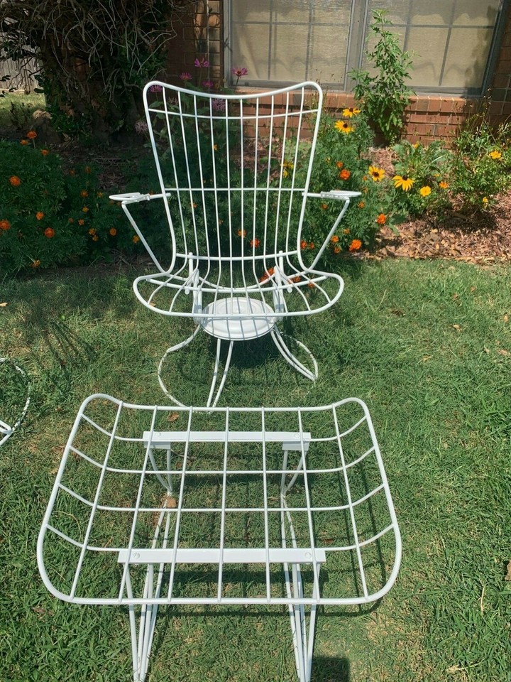 Mid Century Mod Patio Chairs/Ottoman by Homecrest Wire Swivel Rockers ...
