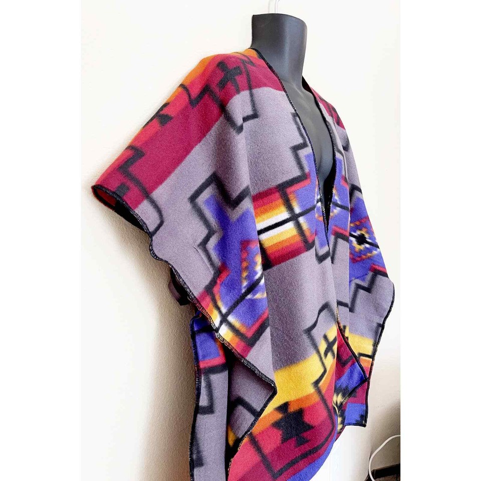 Unisex Traditional Mexican Ruana Purple Southwestern Soft Warm Vibrant ...