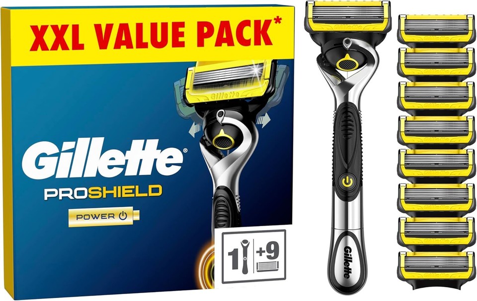 Gillette ProShield Power Men's 9 Razor Anti Friction Blade Refills ...