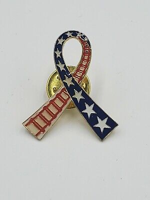 Railroad Train Track metal enamel Ribbon lapel Pin US Flag stars ...