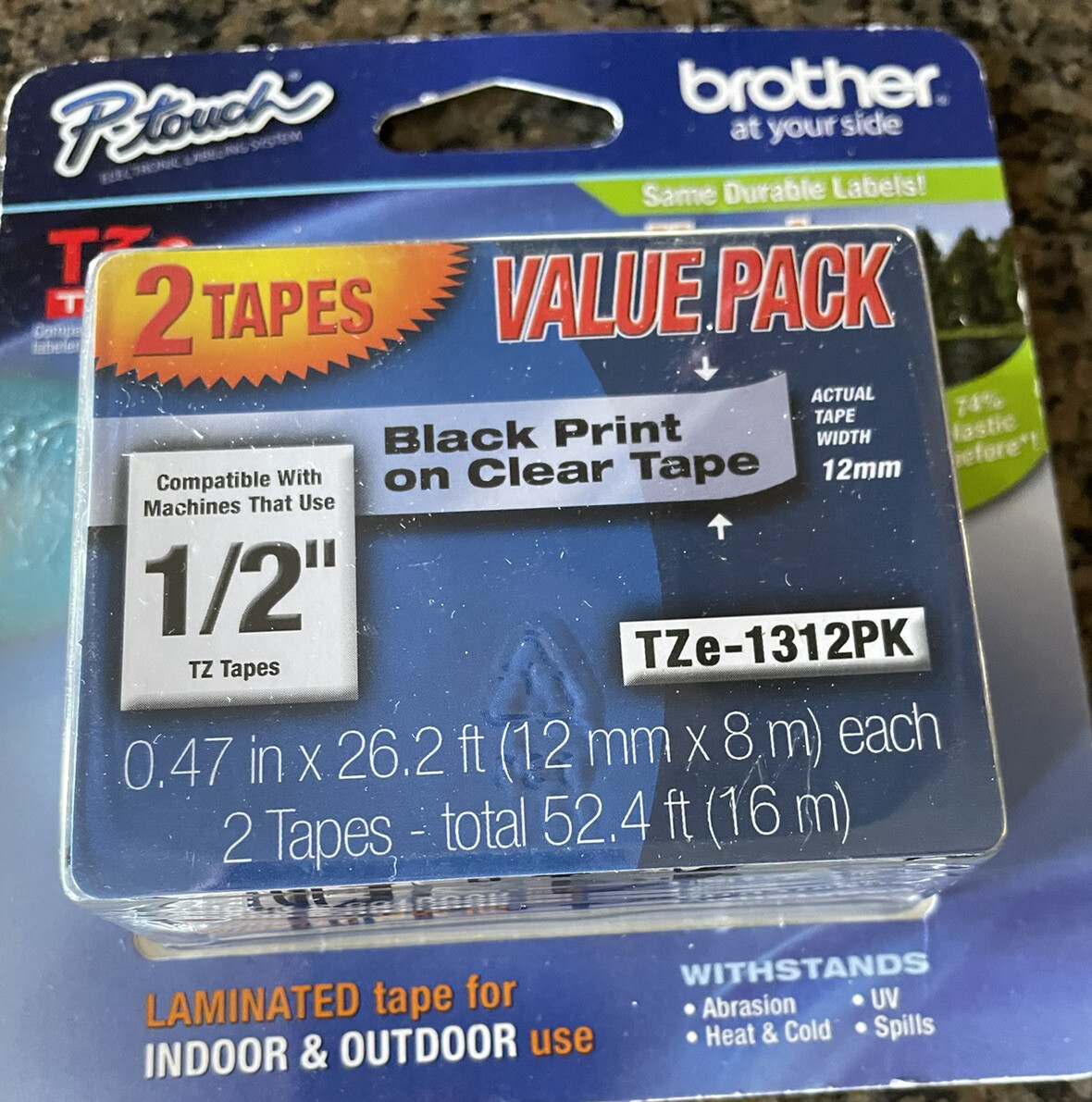 2 PK Brother P-Touch TZe-131 BLACK CLEAR Label Tape Ptouch TZ OEM ...